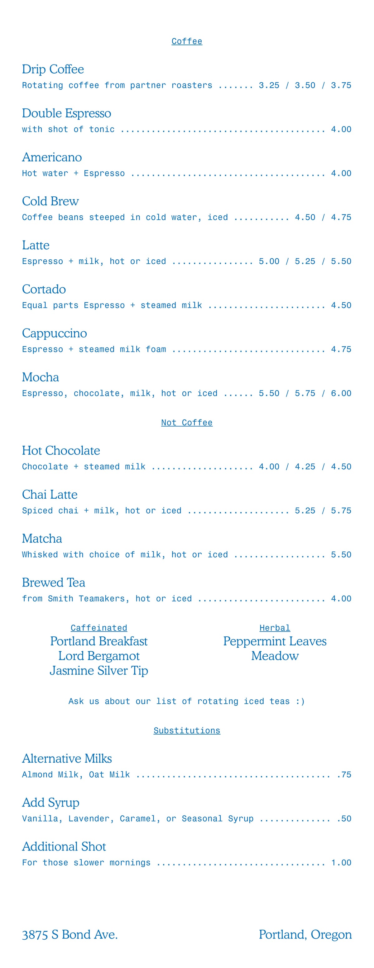Menu – All Your Heart Coffee